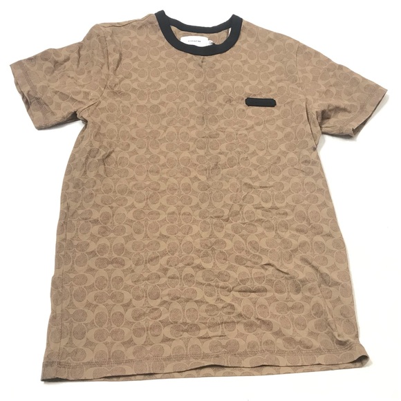 Coach | Shirts | Coach Mens Signature Essen Logo Tshirt Size Xs Tan ...